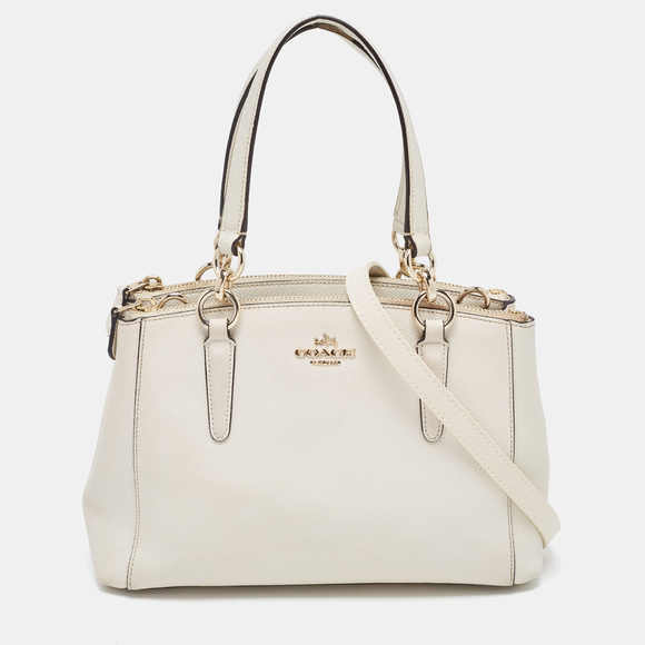 Coach | Bags | Coach Cream Leather Mini Christie Carryall Double Zip ...